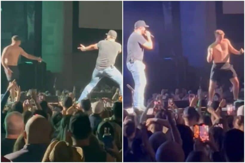 WATCH: Luke Bryan Dances With Shirtless Man After He Storms The Stage ...